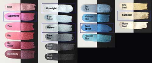Finetec watercolor set, with 6 pearlescent Galaxy colors